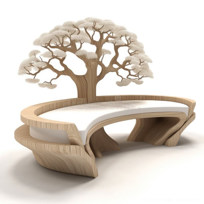 Tranquil Zen: Minimalist Tree Bench for Serene Seating Stock ...