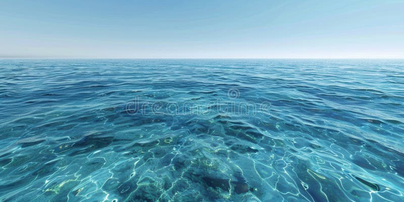 Tranquility in Blue. Calm Ocean Waves and Clear Sky Combination Concept ...