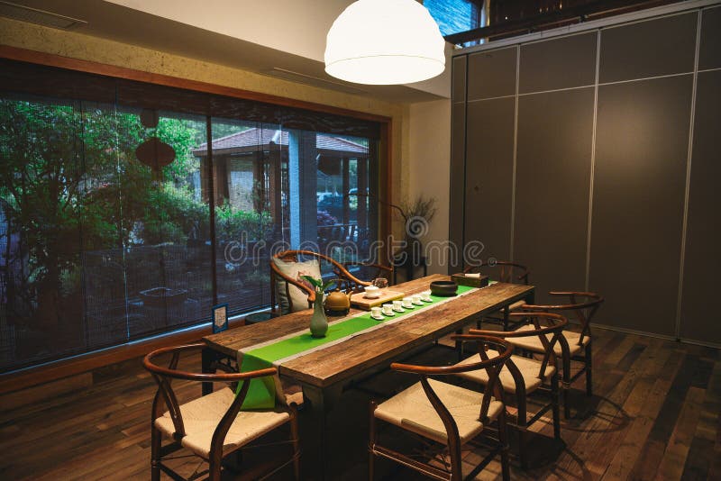 Chinese Zen Tea Room Space, Oriental Tea Aesthetics! Stock Photo ...