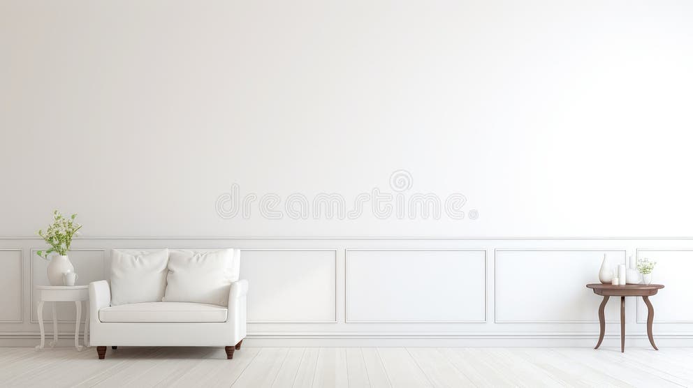 Tranquility Empty White Wall Stock Illustration - Illustration of quiet ...