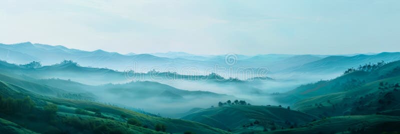 Tranquility of a Misty Morning in the Mountains Stock Image - Image of ...
