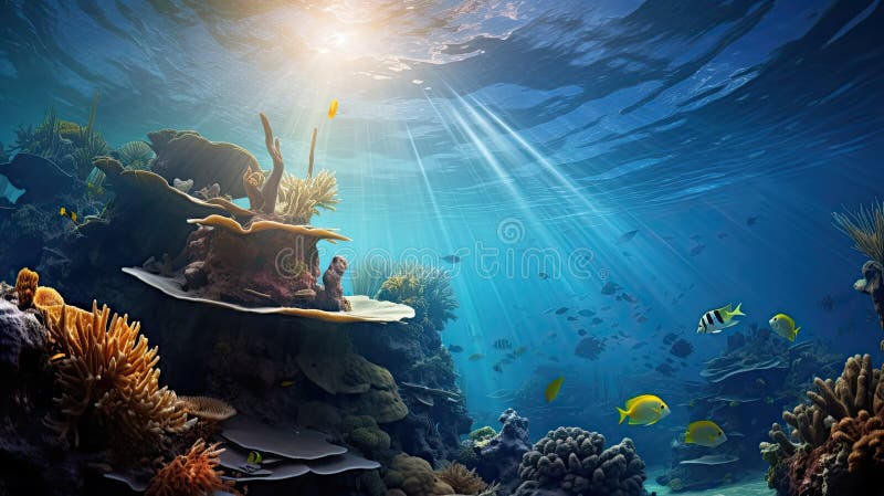 Tranquility Underwater Light Rays Stock Illustration - Illustration of ...