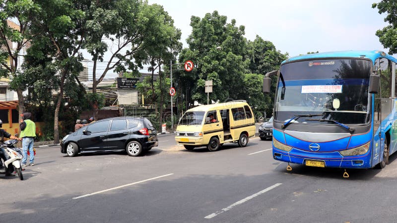 Trans Bandung Bus that is Passing on the Road, Bandung Indonesia ...