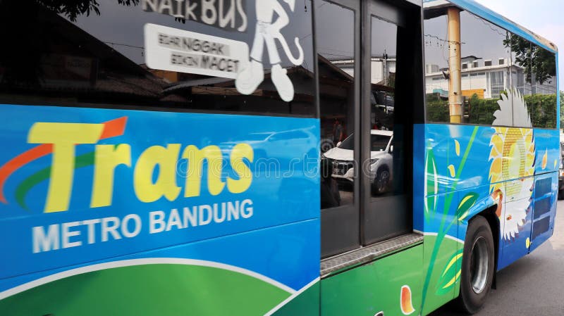 Trans Bandung Bus that is Passing on the Road, Bandung Indonesia ...