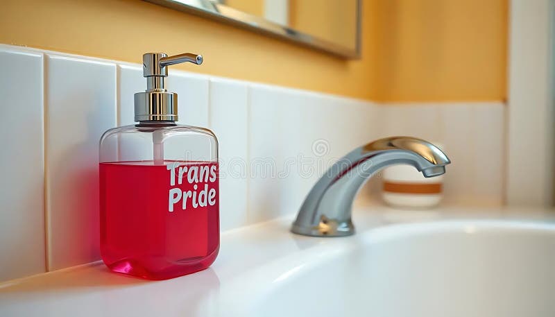Trans Pride Liquid Soap Dispenser in Bathroom Setting for Handwashing ...