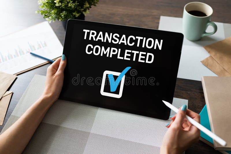 Transaction Completed Message on Screen. Digital Banking and Online ...