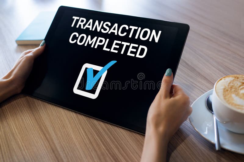 Transaction Completed Message on Screen. Digital Banking and Online ...