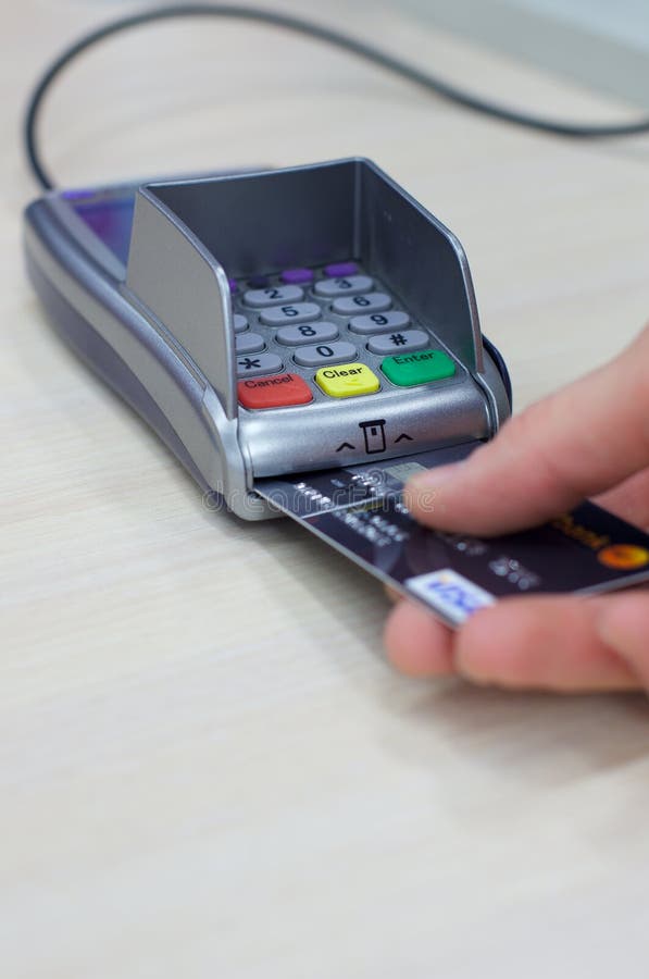 Transaction with Credit Debit Card Stock Image - Image of paying ...