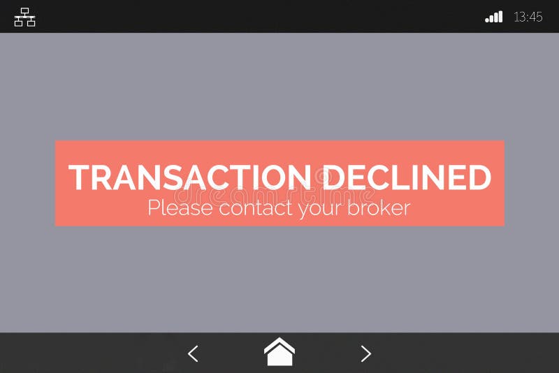 Transaction Declined Text on Mobile Display Stock Illustration ...
