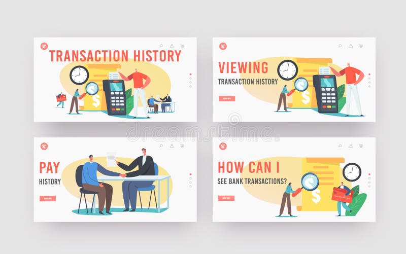 Transaction History Landing Page Template Set. Tiny Characters Read ...