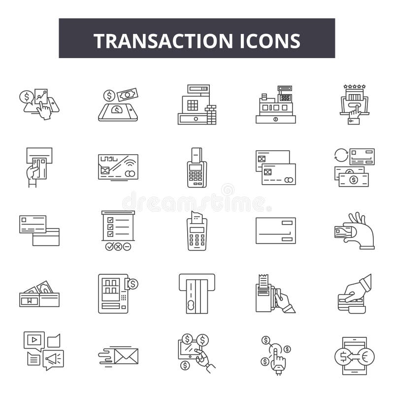 Transaction Line Icons, Signs, Vector Set, Outline Illustration Concept ...