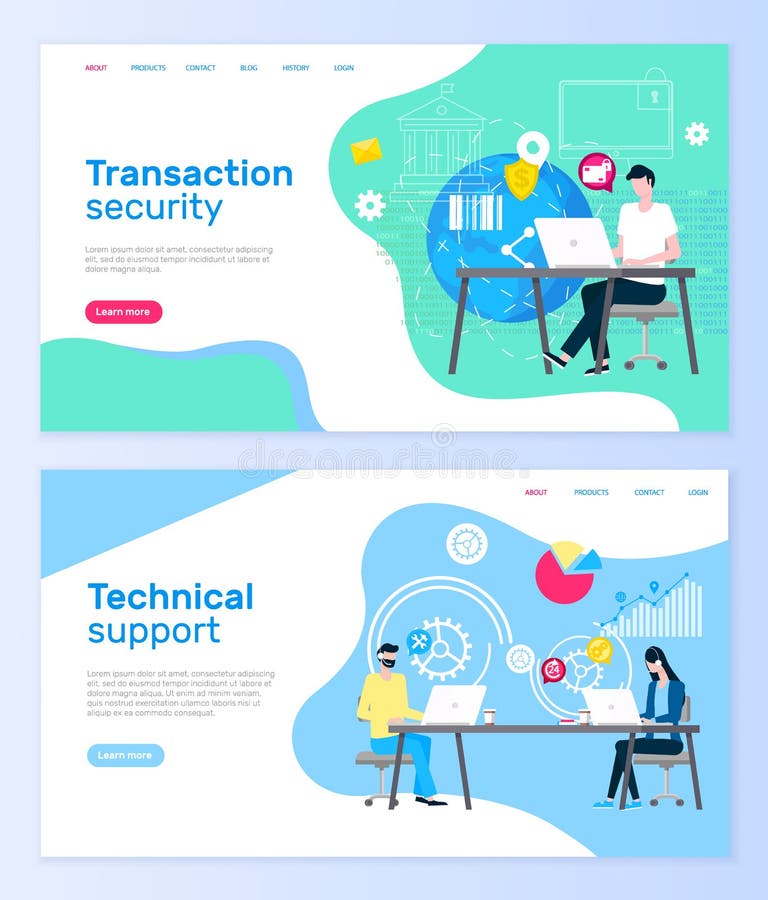 Technical Support Online Web Page, Operators Aid Stock Vector ...