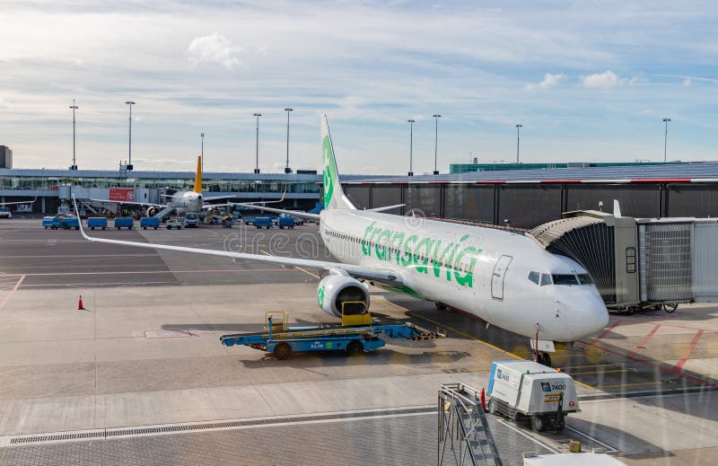 Transavia Plane in Schiphol Airport Editorial Stock Image - Image of ...