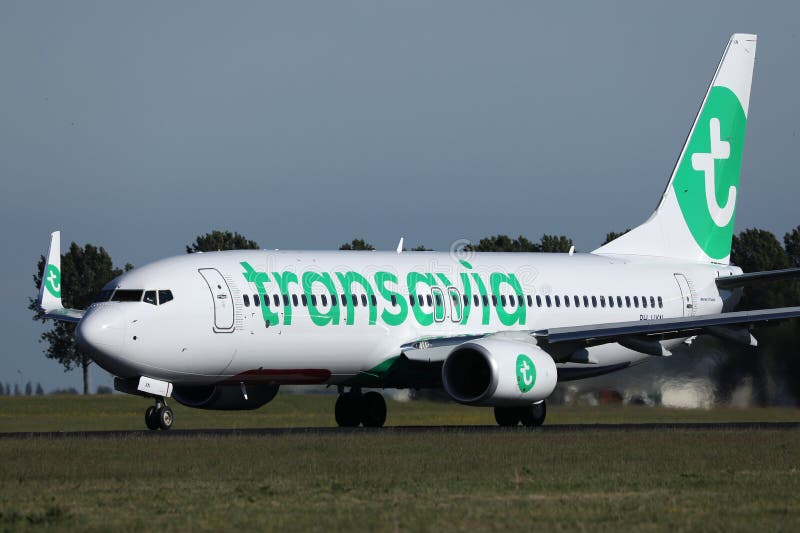 Transavia Plane Touching Down Editorial Stock Image - Image of ...