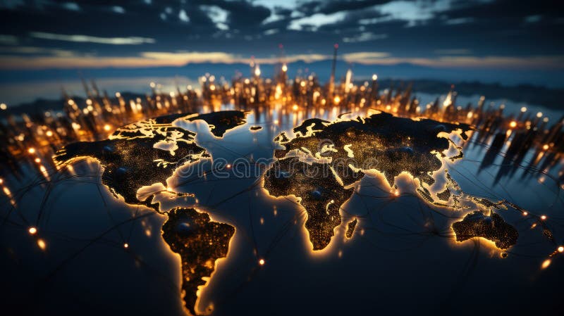 Transcontinental Hub: Major Cities of North America and Europe Stock ...