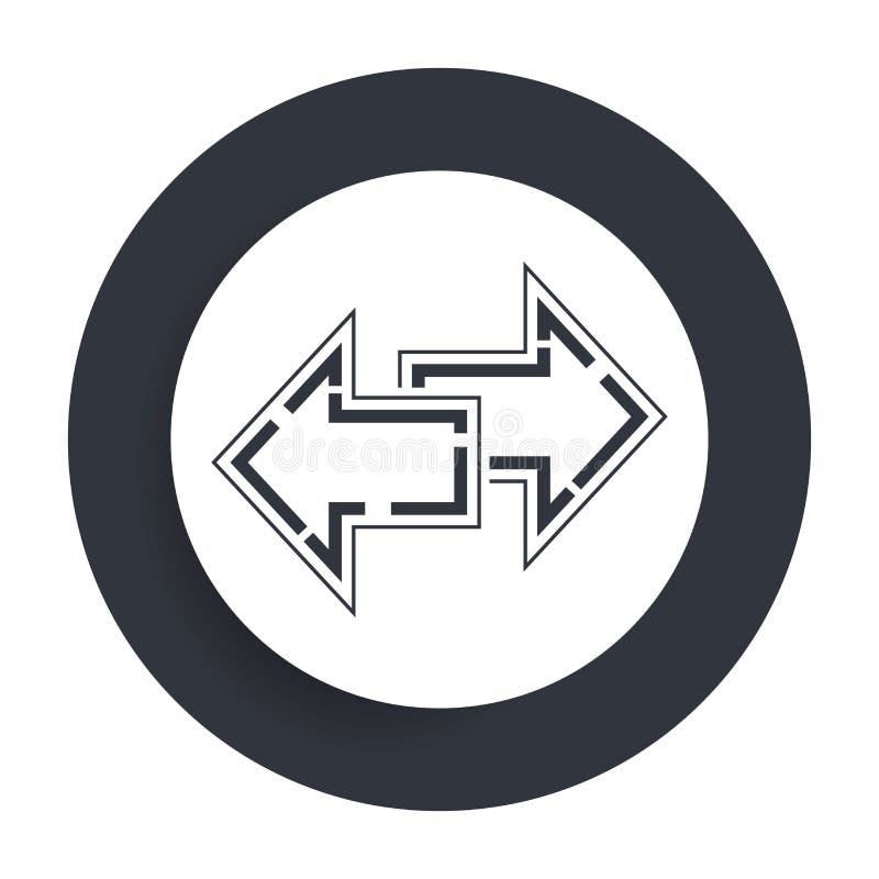 Transfer Arrow Icon Flat Vector Round Button Clean Black and White ...