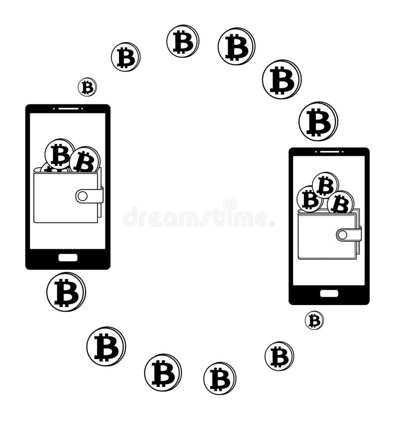 Transfer Bitcoin in the Wallet on a Screen Phone Stock Vector ...