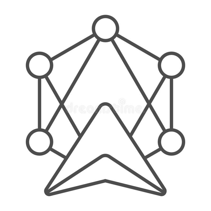 Transfer Cycles and Navigation Cursor Thin Line Icon, Neural Dataset Concept. Vector Graphics ...