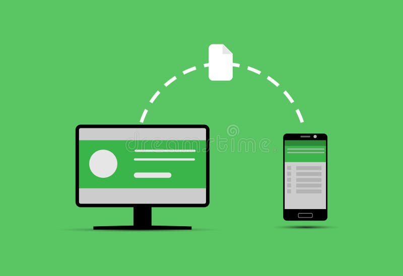 Transfer Data from Computer To Mobile Device Stock Vector ...