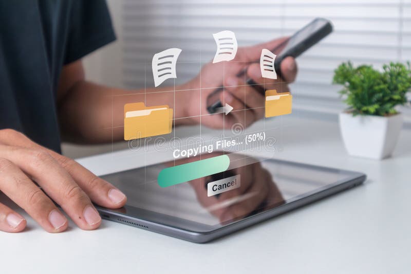 Transfer Data or Copy Files between Devices. Man Transfer Files from ...