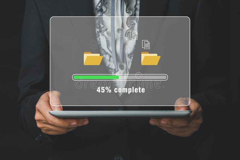 Transfer Files Data System Relocation Concept, Person Hand Using ...