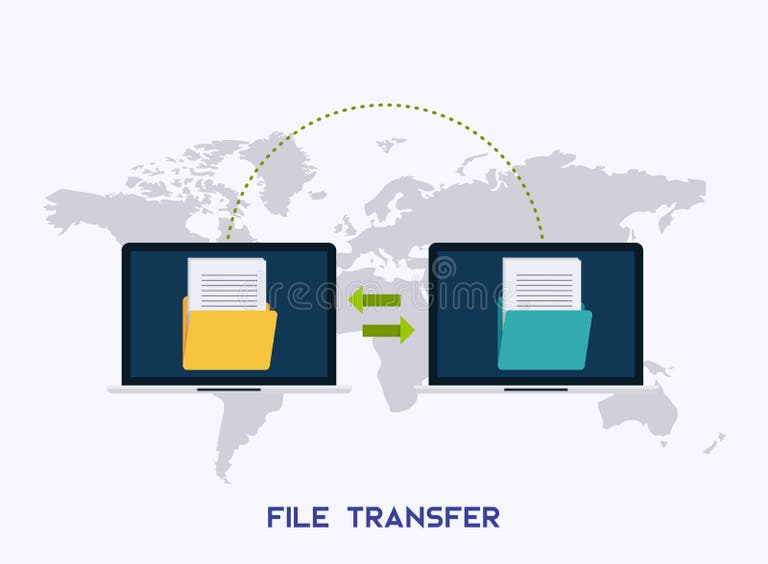 Transfer Files. Laptops with Folders on Screen and Transferred ...