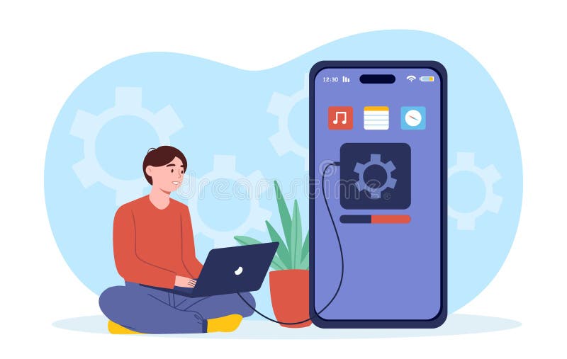 Transfer Files from Smartphone To Computer Vector Stock Vector ...