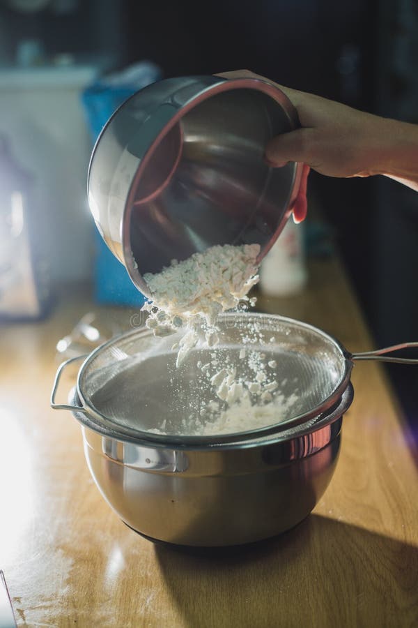 Transfer Flour into Flour Sifter Stock Image - Image of pastry, bake ...