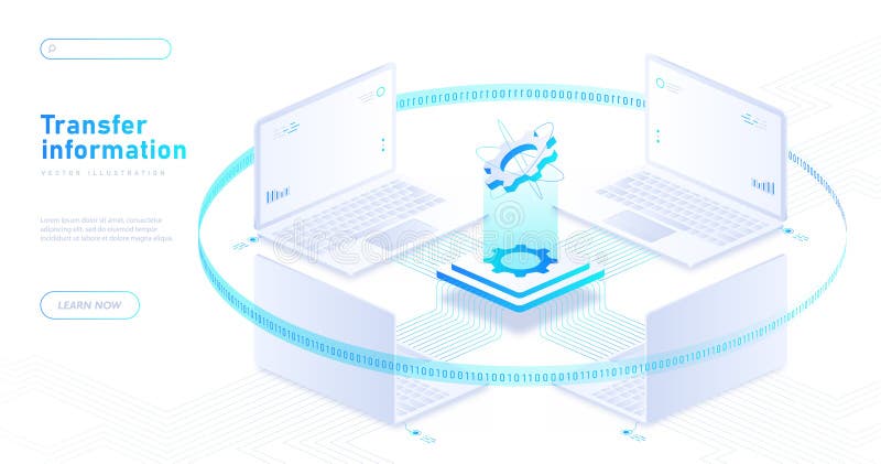 Transfer of Information Banner Stock Illustration - Illustration of ...