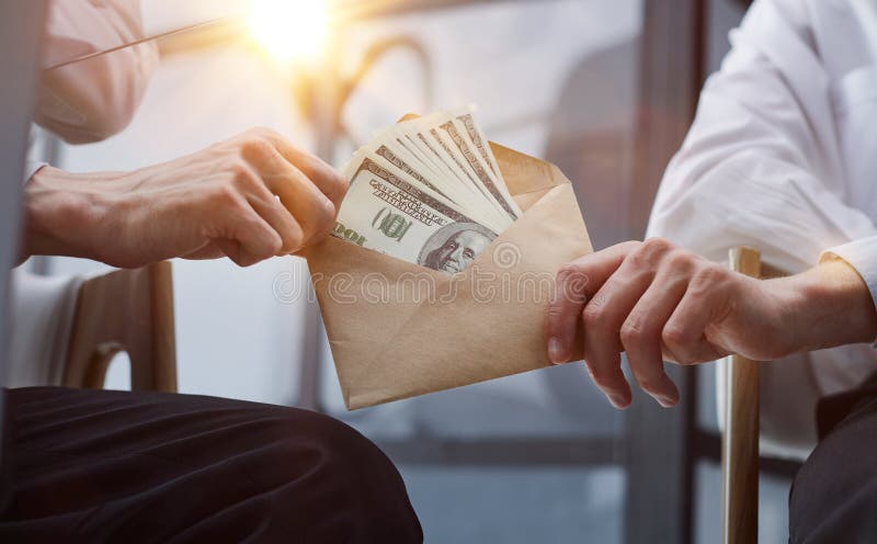 Transfer Envelope with Money from Hand To Hand in Office. Stock Image ...