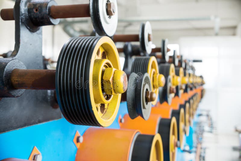 Transfer Rubberized Rollers of Automatic Winding Machine. Stock Photo ...