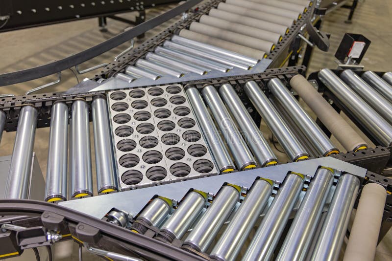 Transfer Wheels Intersection Conveyor Stock Image - Image of shipping ...