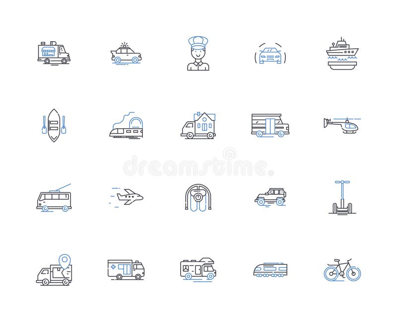 Transferal Line Icons Collection. Relocation, Transport, Hauling ...