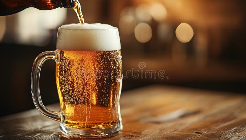 Transferring Beer into a Beer Stein - the Process of Filling a Beer Mug ...