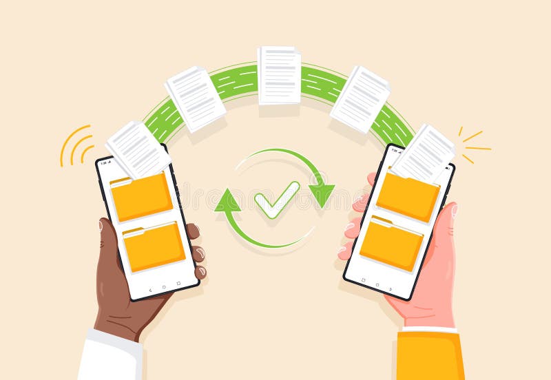 Transferring Documents Data To Cloud Stock Illustrations – 100 ...