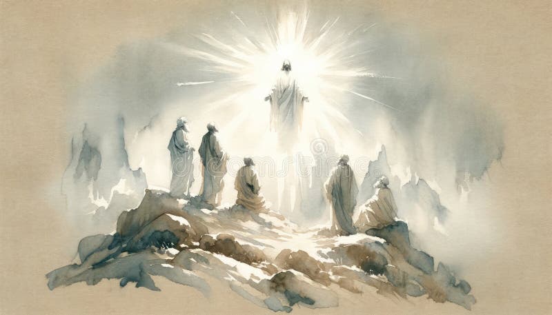 The Transfiguration of Jesus Christ. Watercolor Biblical Illustration ...
