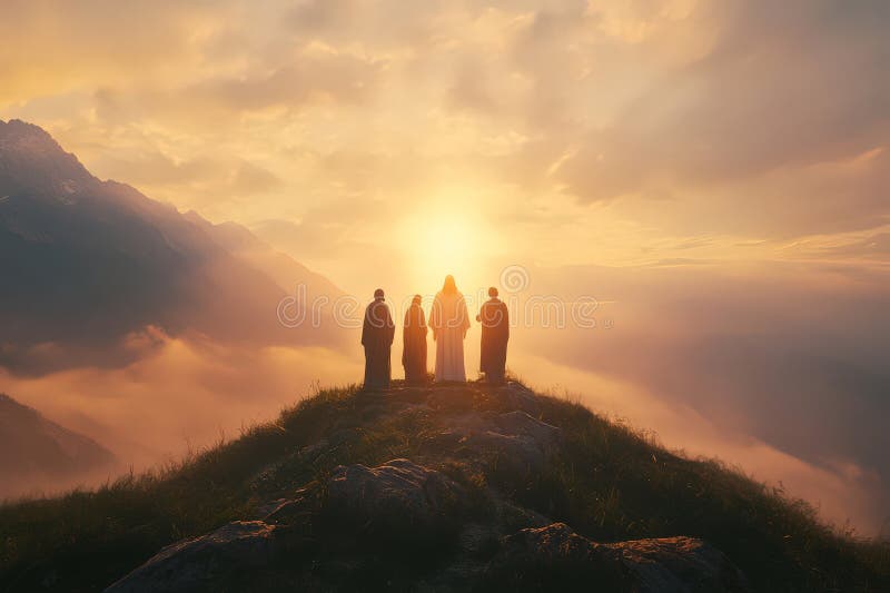 Transfiguration of Jesus on the Mountain Stock Illustration ...