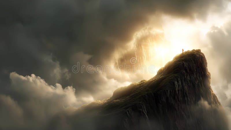 Transfiguration of Jesus on a Mountain Top Surrounded by Glowing Aura ...