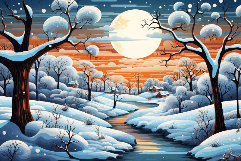 Snowy Abstract Art - Generative AI Stock Illustration - Illustration of ...