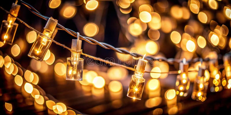 Enchanting Night Scene Capturing the Glowing Magic of String Lights ...