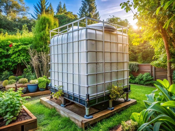 Efficient and Sustainable Backyard Water Conservation Elevated IBC Tank ...