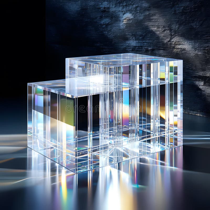 Reflective Prism a Glass Artistic Rectangular Podium Stock Illustration ...
