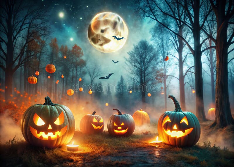 Animated Halloween Double Exposure Spooky Ghosts and Pumpkins for ...
