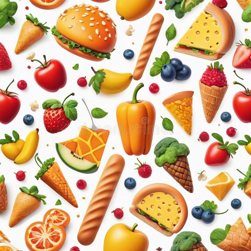 Adorable Food Pattern Wallpaper Design a Repeating Delightful Pattern ...