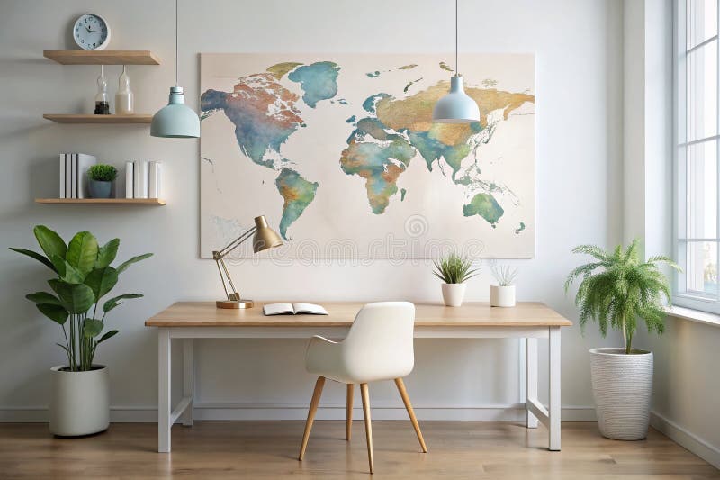 A Minimalist World Map with Simple Black Outline Stock Illustration ...