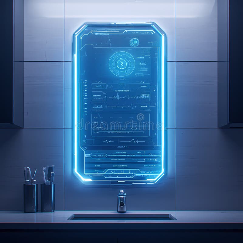 High Tech Smart Mirror for Modern Home Living Stock Illustration ... High Tech Smart Mirror for Modern Home Living Stock Illustration ...