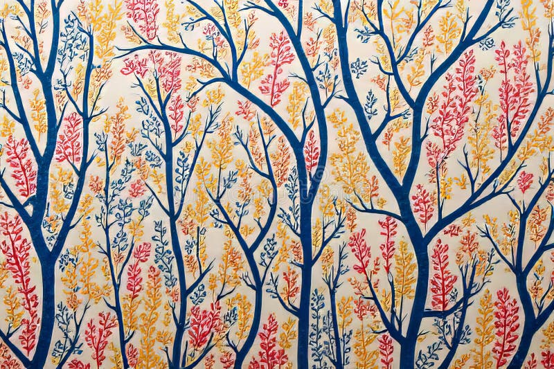Vibrant Tree Pattern Fabric a Colorful Collection for Home Decor ...