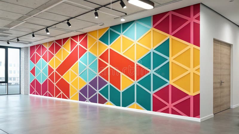 Dynamic Geometric Interlocking Shapes Wallpaper Bold Colors and ...