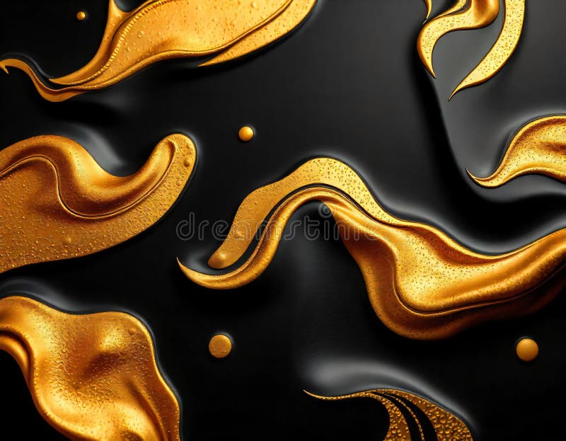 Black and Gold 3D Abstract Background and Wallpaper. Stock Illustration ...