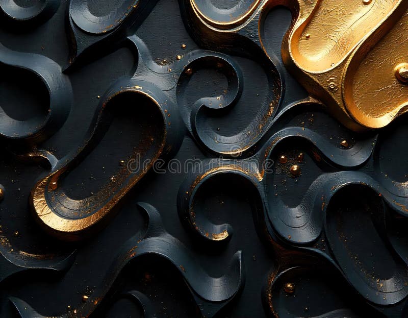 Black and Gold 3D Abstract Background and Wallpaper. Stock Illustration ...